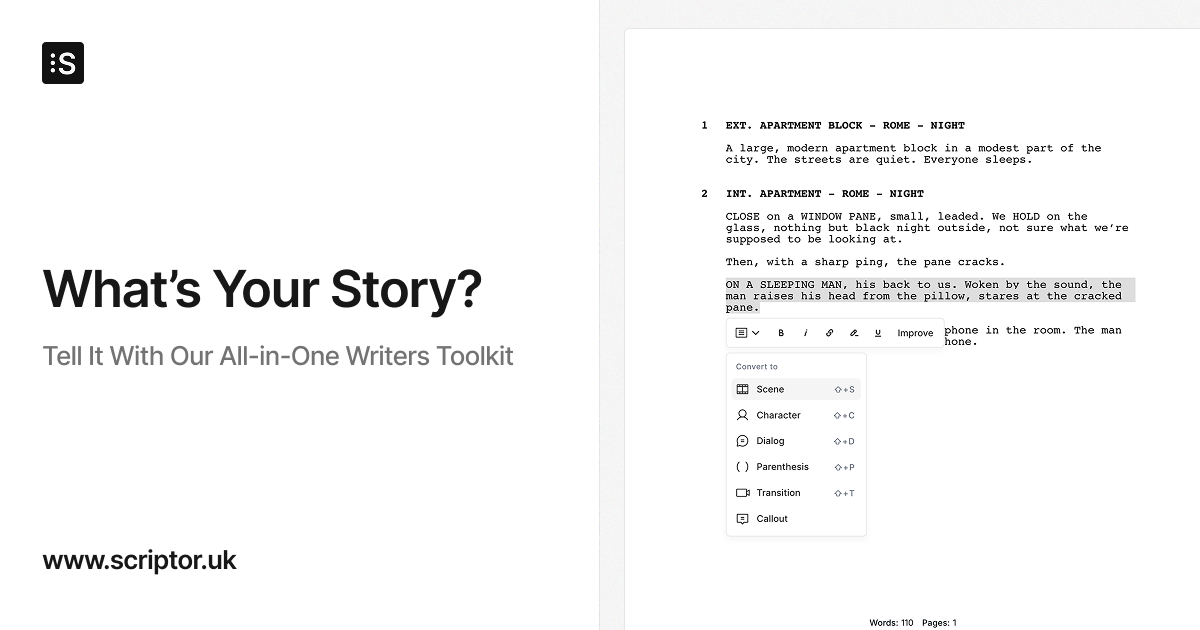 Scriptor | Free Screenwriting Software for Film, TV & Theatre | Scriptor
